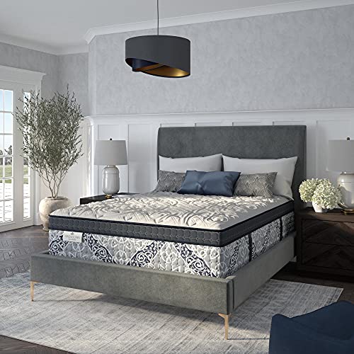 Kingsdown Passions Kelbrooke 16" Ultra Plush Euro Pillow Top Hybrid Mattress Queen, Cool Gel Memory Foam Layer Motion Isolation Quilted Top Premium Mattress