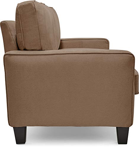 Serta Palisades 78" Track Arm Sofa, Easy Care Polyester, Soft Pillow Back, Pocket Coil Seat Cushions, Removable Covers, Loveseat or Couch for Small Spaces, Living Rooms or Bedrooms, Tan