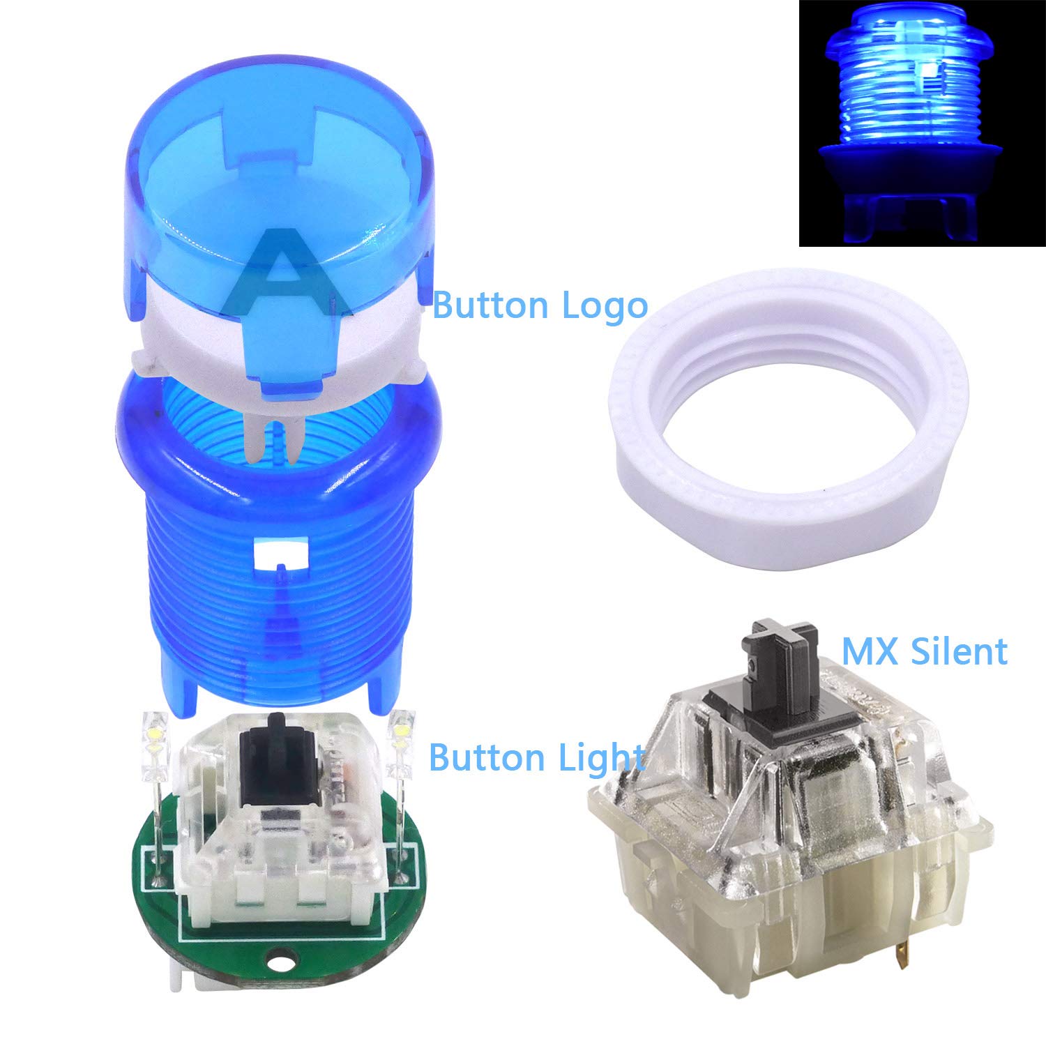 SJ@JX Arcade Game LED Controller Lamp USB Encoder 2 Player Gamepad Cherry MX Microswitch Light Button 8way LED Joystick for Nintendo Switch PC PS3 Retropie Raspberry Pi MAME