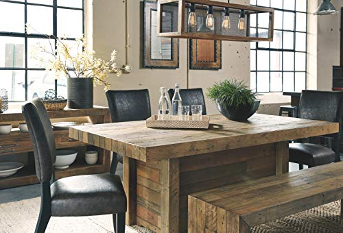 Signature Design by Ashley Sommerford Rustic Wood Dining Room Long Bench, Brown