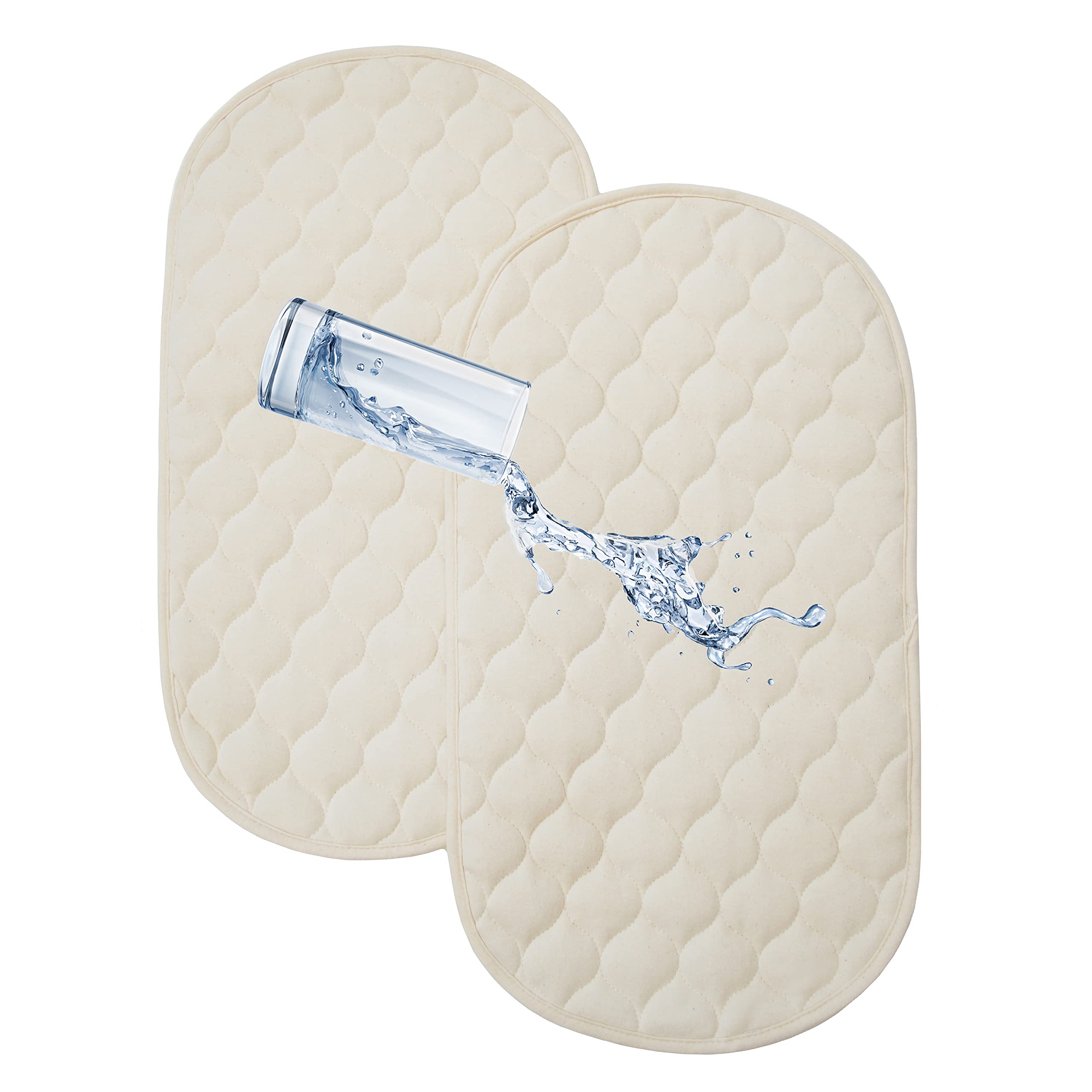 TL Care Waterproof Quilted Playard Changing Table Pads Burp Cloth Made with Organic Cotton 2-Count Natural Color