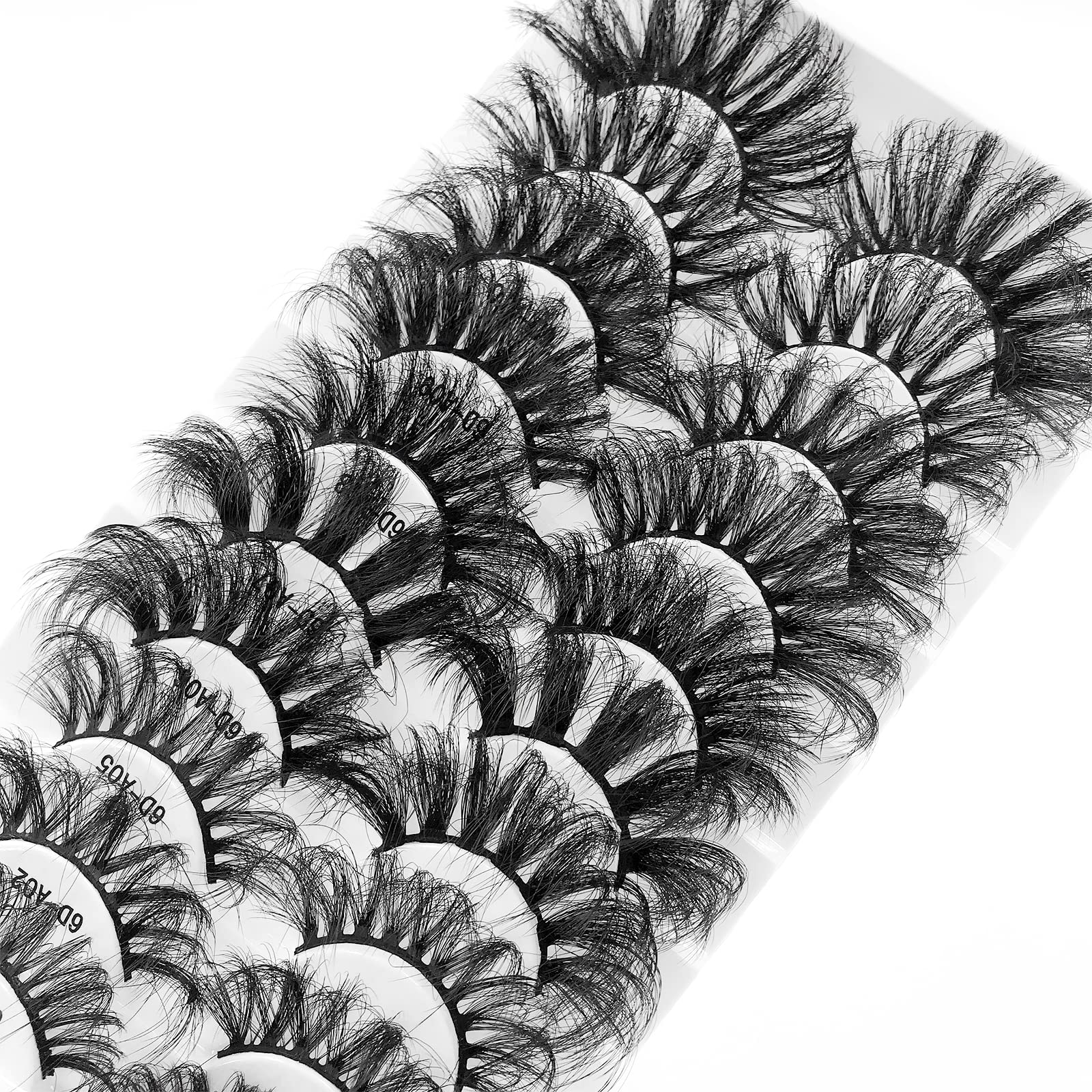 IFLOVEDEKD 25mm Lashes Thick Faux Mink Lashes Fluffy Wispy False Eyelashes 10 Pairs 1 Pack Dramatic 5D Effect Fake Eye Lashes Handmade Reusable Lashes Multipack