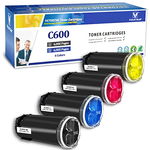 Remanufactured Toner Cartridge C600 C605 VICTORSTAR Standard Capacity 6000 Pages Yield Each Color for Xerox VersaLink C600 C605 Laser Printers (4 Colors)