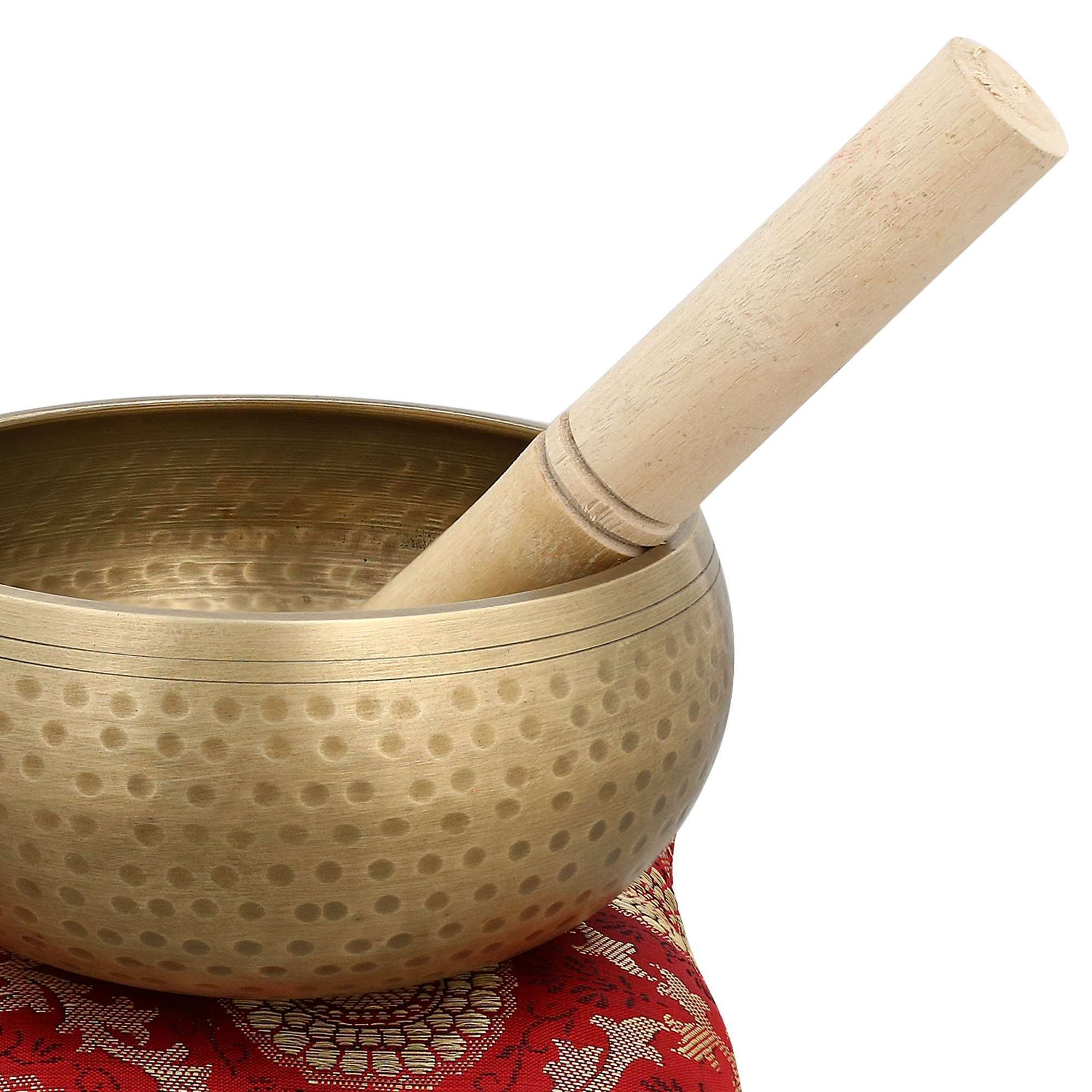 Shalinindia - Tibetan Buddhist Large Singing Bowl with Cushion from India for Meditation Sound Healing Prayer Percussion Musical Instrument 6" Inch