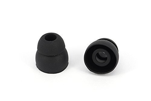 Sqrmekoko 10-Pack Black Double Flange EarTips for Powerbeats 3 Wireless Earbuds Replacement Silicone Ear Tips