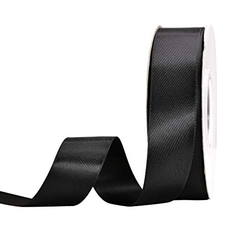 YAMA Double Face Satin Ribbon - 1 inch 25 Yards for Gift Package Wrapping,Floral Design,Hair Accessories,Crafting,Sewing,Wedding Decor, Black