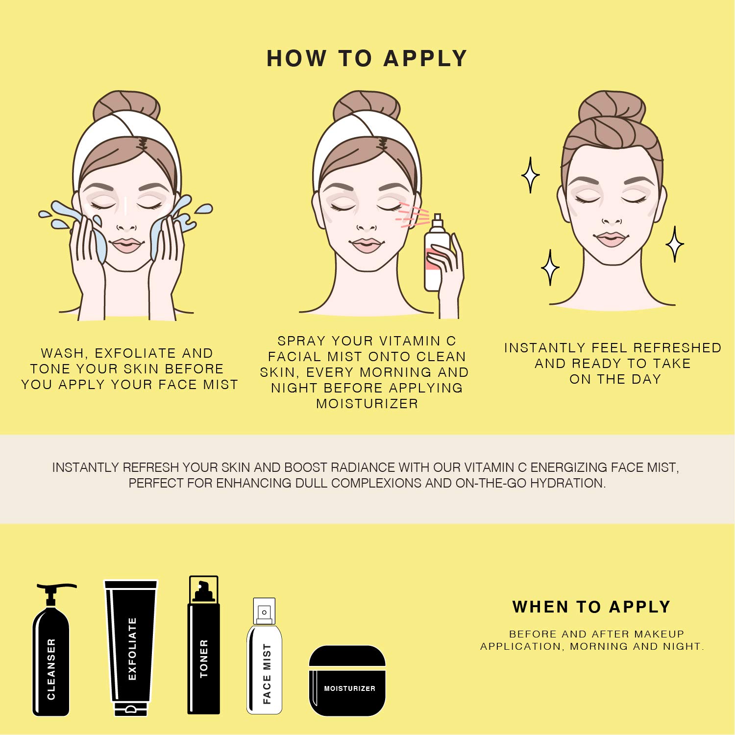 Vitamin-C Face Mist and Setting Spray for All Skin Types - Enhanced with Hyaluronic Acid, Aloe Vera and Rose Water - Skin Brightening, Anti-Aging, Moisturizing, Pore Minimizing - 4 Fl Oz