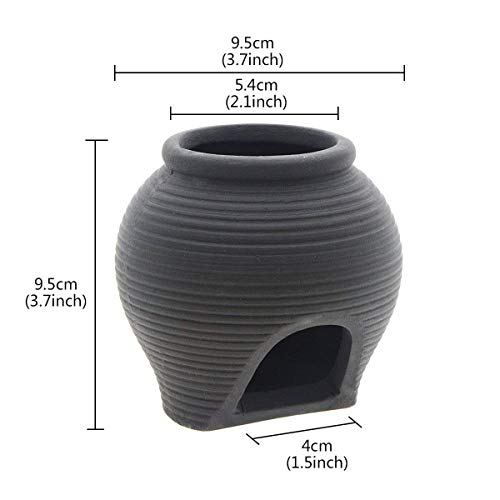 Saim Ceramic Jar Aquarium Decorations Fish Tank Cichlid Cave Breeding Cones Cave for Betta Fish Amano Shrimp Cichlid Bonsai to Play, Hide and Rest - Black