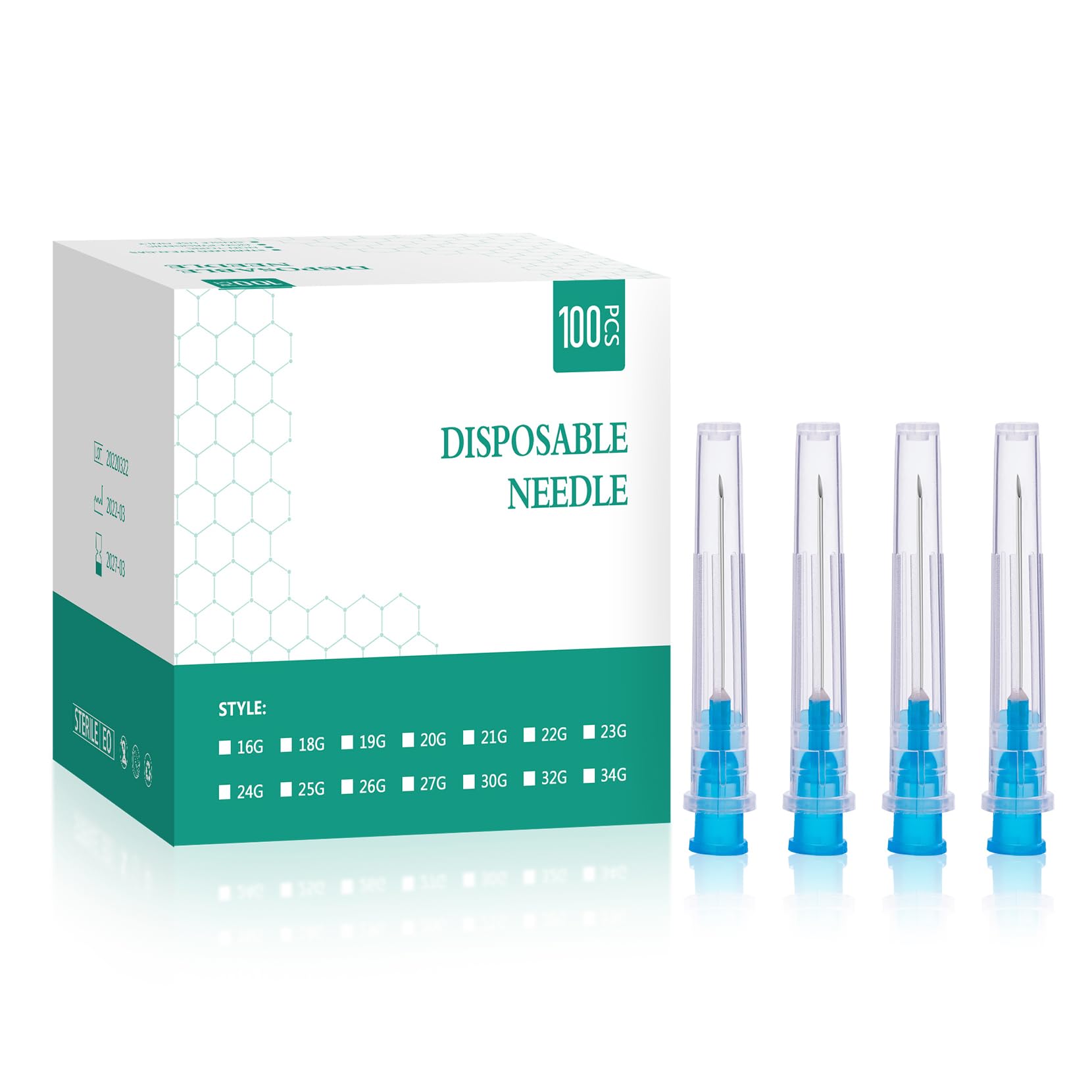Disposable 23 Gauge 1.5 inch Needle, Individual Package, Pack of 100