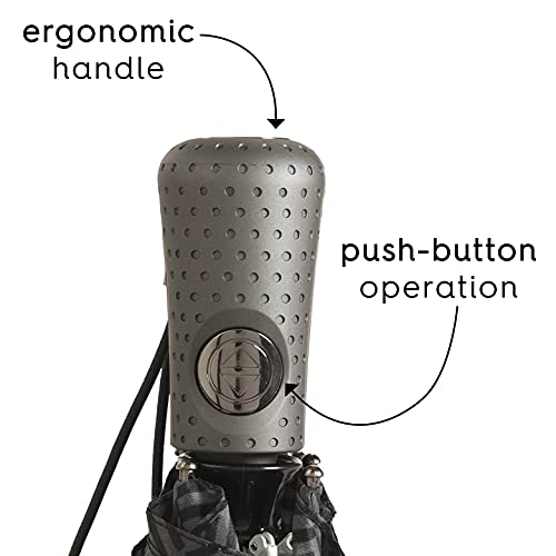 totes Portable Umbrella for Travel β Compact for Car, Backpack and Purse β Windproof, Strong, UV Sun Protection, Water-Repellant, Foldable On-the-Go Umbrella with One Touch Open/Close