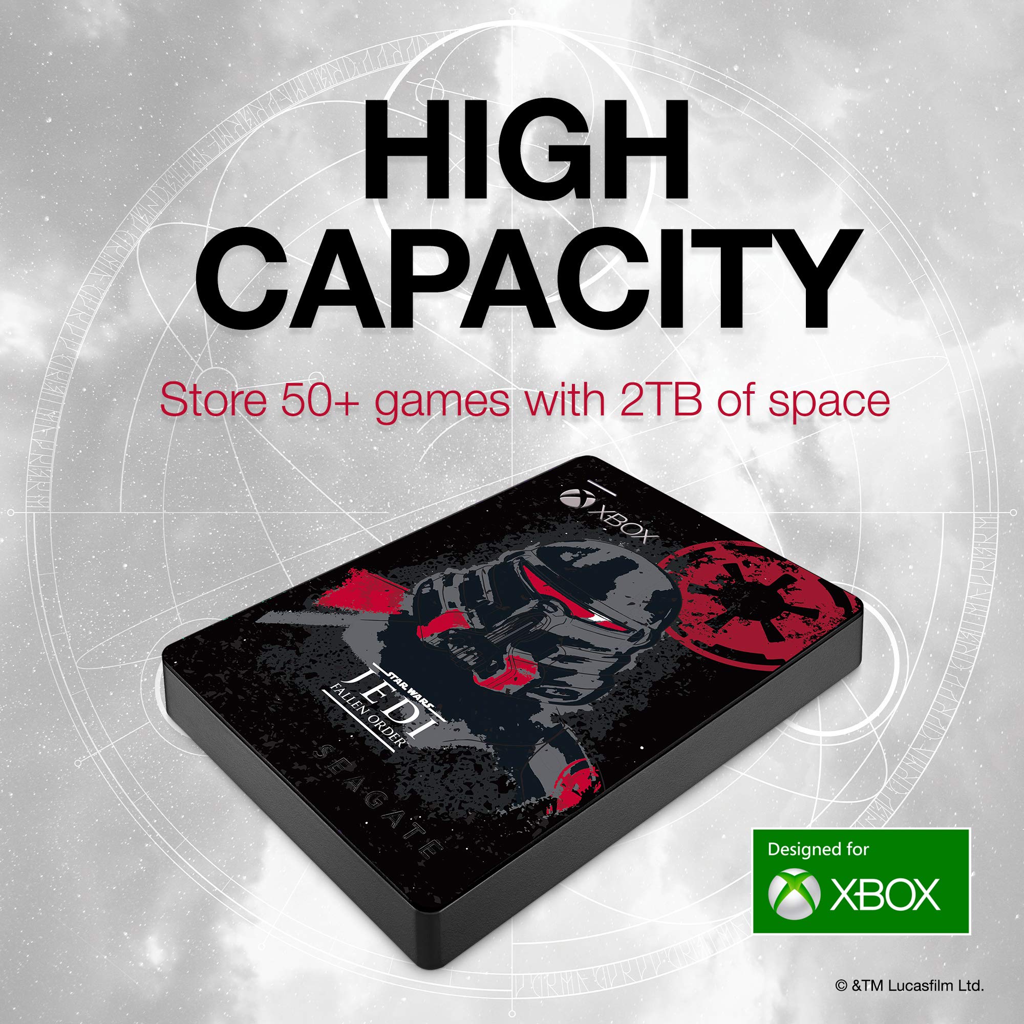 Seagate Game Drive For Xbox 2TB External Hard Drive Portable HDD β USB 3.0 Star Wars Jedi: Fallen Order Special Edition, Designed For Xbox One, 1 Year Rescue Service (Stea2000426)