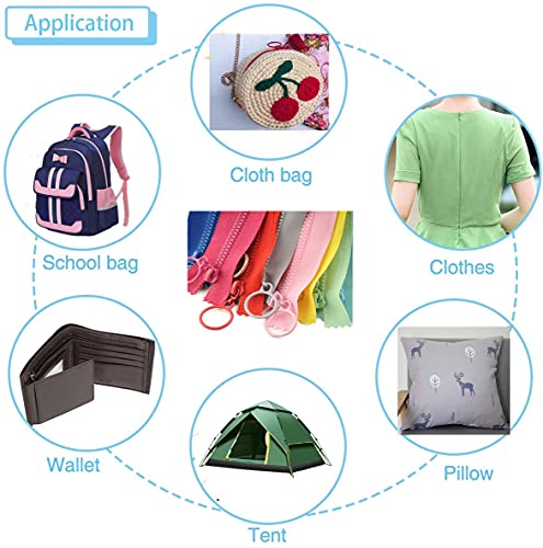 Zippers Colorful Resin 14pcs Non Separating Zippers with Ring Pulls #3 Plastic Zippers Lifting Pull Close-end for Clothes DIY Handbags Sewing Craft Bags Mixed 14 Colors Resin Zippers (25cm) 10inch