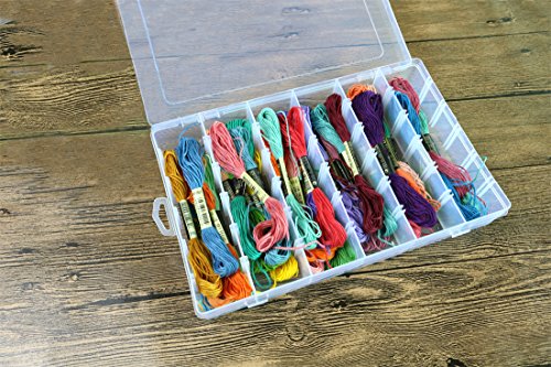 Zagarzoom Plastic Jewelry Organizer,Bead Case with 36 Grids,Clear