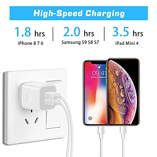 X-EDITION Wall Charger,4-Pack 2.1A Dual Port USB Power Adapter Plug Charging Block Cube for Phone 8/7/6 Plus/X, Pad, Samsung Galaxy S5 S6 S7 Edge,LG, Android (White)