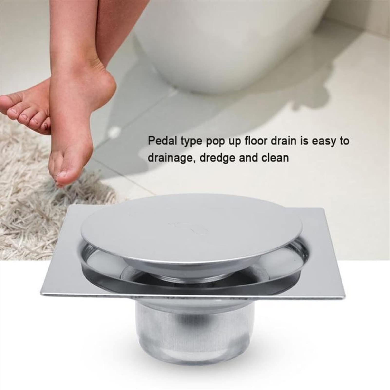 sink plug,sink plug strainer,sink plug replacement Sink Plug, Up Foot Floor Drain Anti-odor Bath Drains Push Down Deodorization Square Matte Shower Room Cover Plug 10 * 10cm for Bathroom and Kitchen (