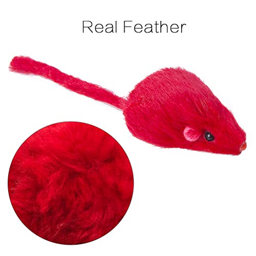 Yangbaga Fur Mice Rattle 14 Pack, Cat Toys Rainbow Mice for Cats and Kittens (14 pcs Rainbow mices)