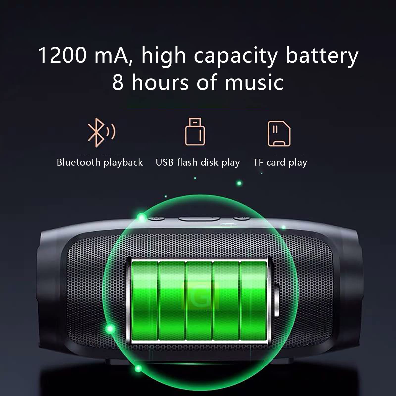 SAINGACE Wireless Handheld Bluetooth Speaker, 360 ° Balanced Surround Dual Speaker, Outdoor Portable Plug-in Subwoofer Dual Speaker Durable Smart Speaker, Mini Sound System, Home Radio (Black)