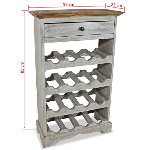 vidaXL Wine Rack, Wine Bottle Holder for 12 Bottles, Floor Wine Cabinet, Wine Bottle Organizer for Living Room Kitchen, Retro, Solid Reclaimed Wood