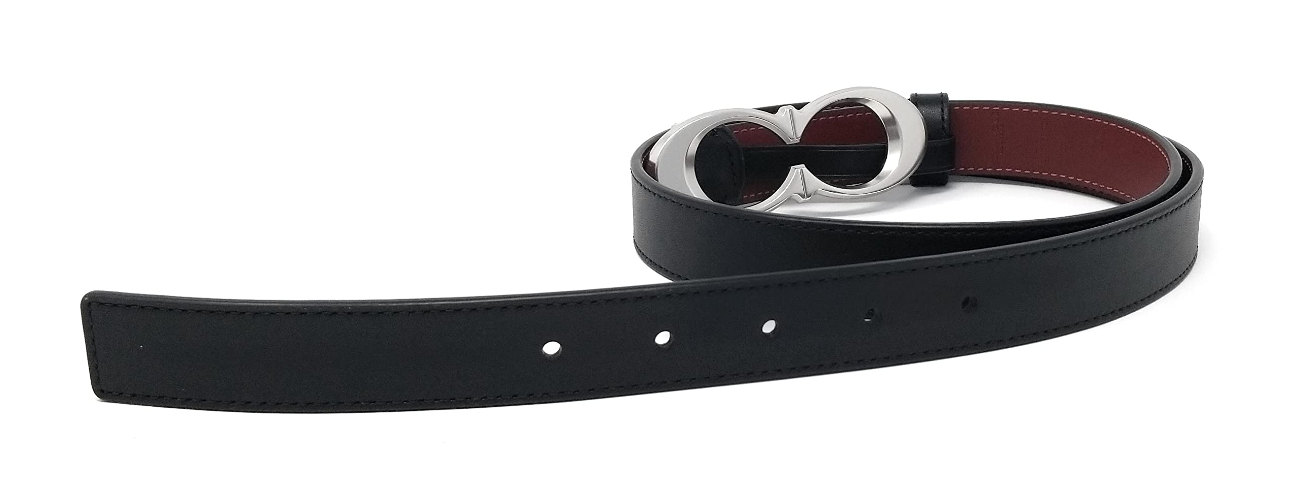Coach Women's Signature Buckle Belt, 25mm (Silver Double C Buckle - Black, M)