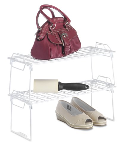 Whitmor Wire Grid Stacking Shelf Medium, 7"D x 18"W x 7"H, White