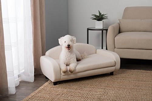 Paws & Purrs Modern Pet Sofa 31.5" Wide Low Back Lounging Bed with Removable Mattress Cover in Espresso/Oatmeal