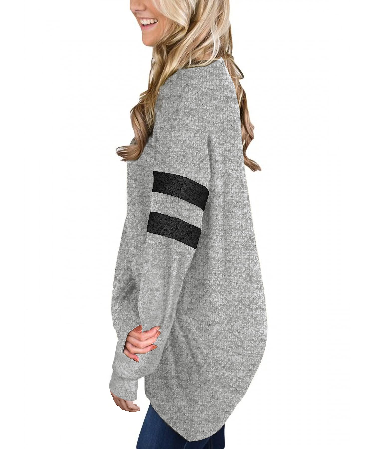 Sousuoty Sweaters for Women Pullover Long Sleeve tops for Ladies Gray L