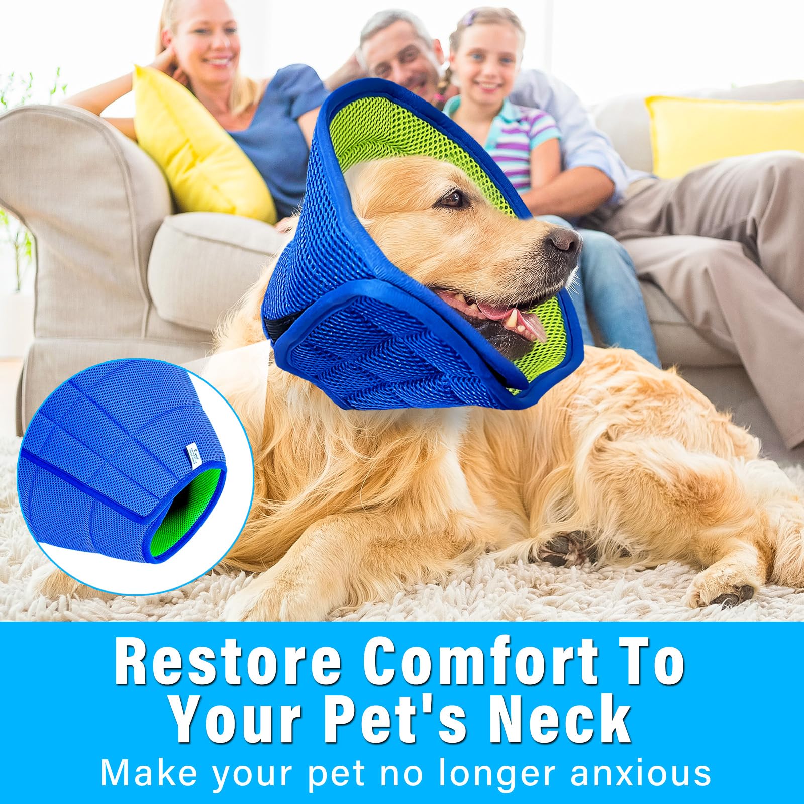 iTecFreely-Soft-Dog-Cone-Collar-After-Surgery Extra-Soft-and-Adjustable-Dog-Recovêry-Cone-Collar Breathable-Lightweight-Dog-Cone-Collar-Suitable-for-Large-Dogs
