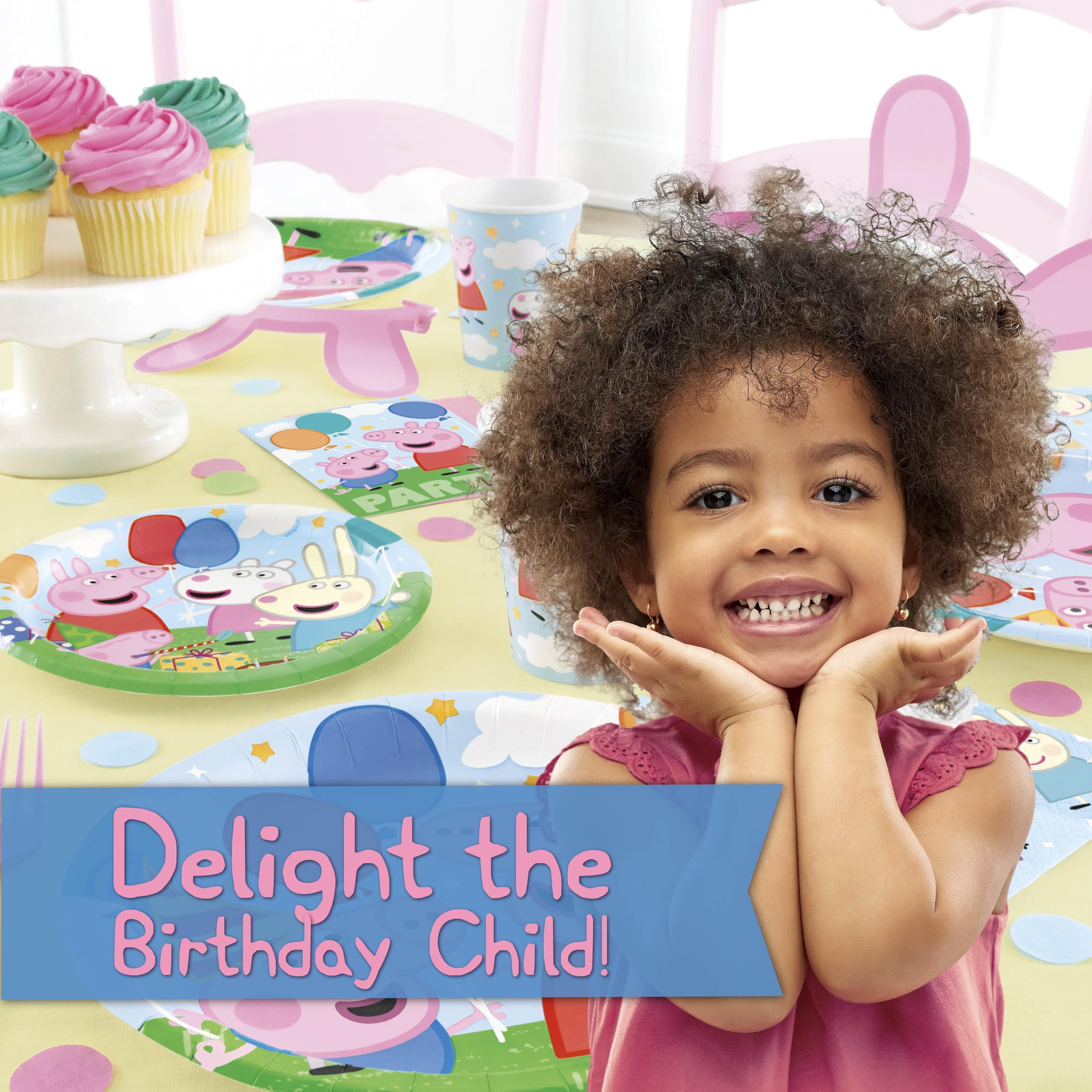 Peppa Pig Birthday Party Supplies, Peppa Pig Party Supplies and Decorations for 16 Guests, With Table Cover, Plates, Napkins, Cups and Sticker