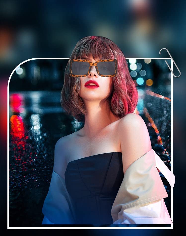 NLEYANB 6 Packs Wholesale Y2K Oversized B Rectangle Square Sunglasses Bulk for Women Men UV400