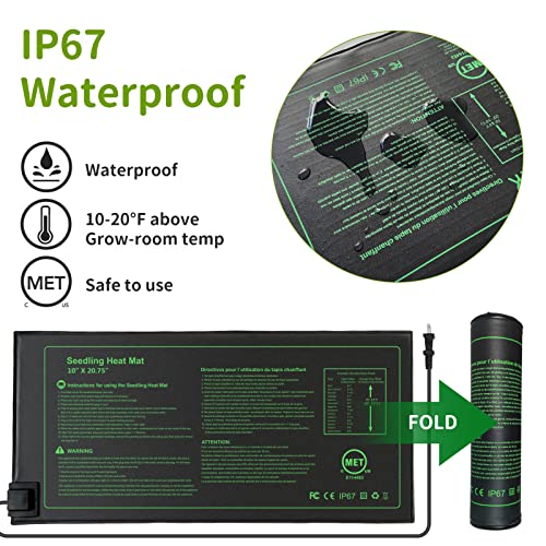 NAMOTEK 2 Pack Seedling Heat Mat, Durable Waterproof Seed Germination Heating Mat, Warm Hydroponic Plant Heating Pad