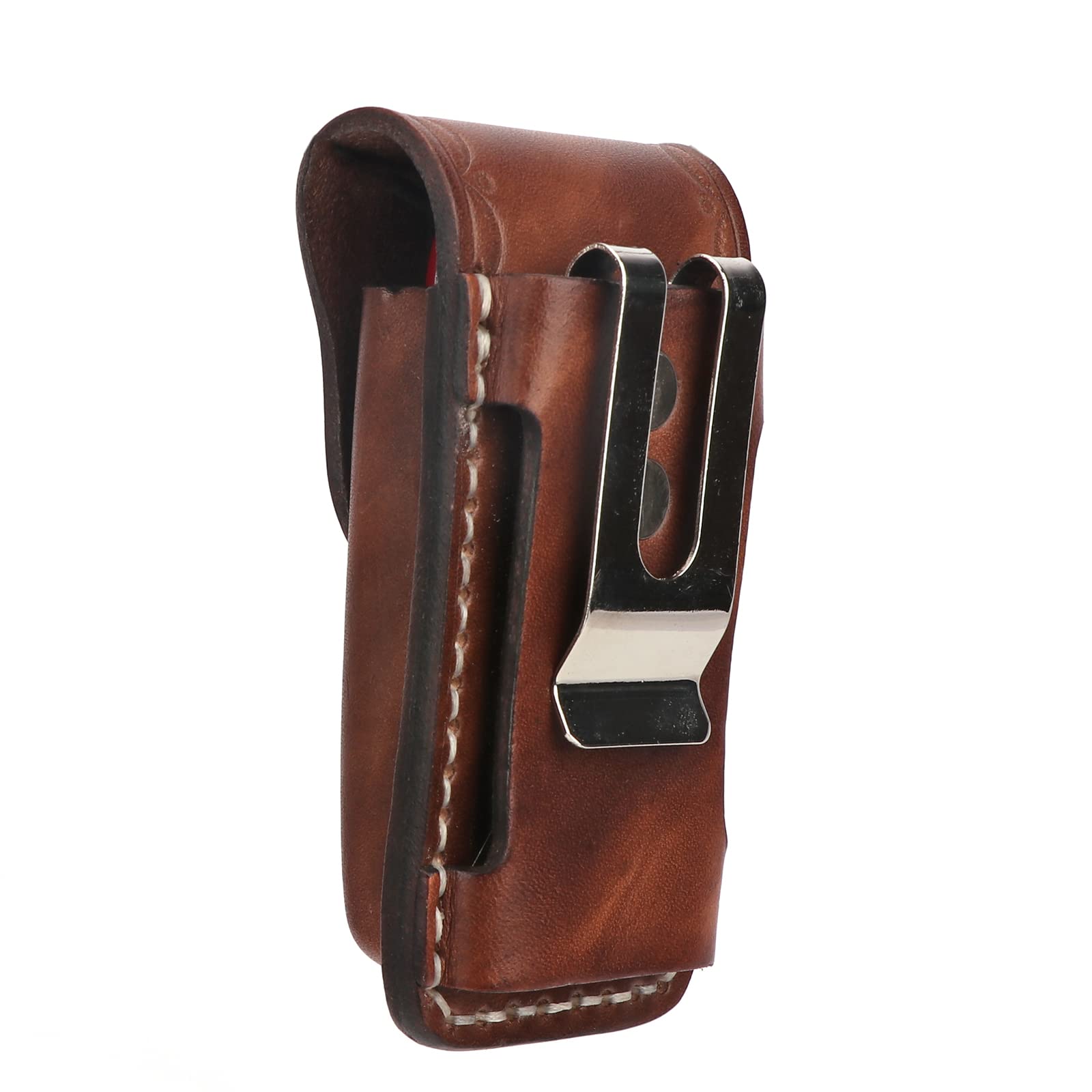 Tourbon EDC Leather Pocket Folding Knife Sheath 3.8 Inch Blade Carrier Holster Flashlight Holder Case for Belt