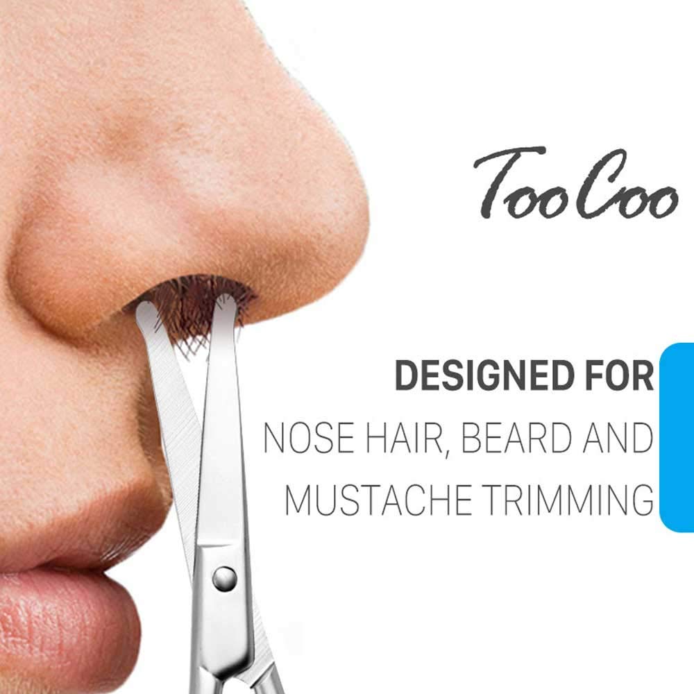 TooCoo Stainless Steel Dog Grooming Scissors Eyebrow Grooming Scissors Mustache Scissors Manual Nose Hair Scissors, Rounded Eyebrows Facial Hair Scissors (Scissors[2 Pack])