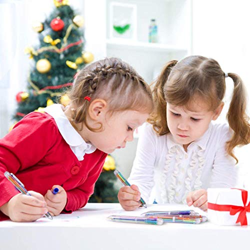 SMTTW 4 Pack 0.5mm 6-in-1 Multicolor Ballpoint Pen - Best for Smooth Writing-Retractable Ballpoint Pens for Office School Supplies Students Children Unique Gifts