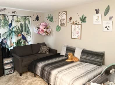 Small Jungle Animal Wall Decals (23) Lion, Elephant, Giraffe, Jaguar, Monkey Peel & Stick Wild Jungle Safari Theme Ideas Kids Room Decor Wall Stickers Birthday Decoration