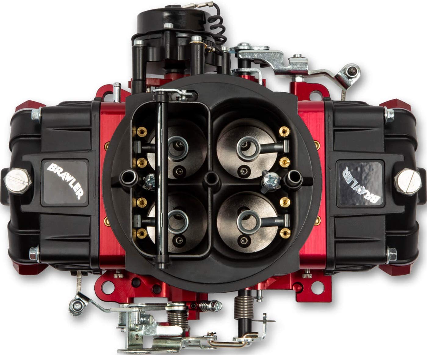 NEW HOLLEY 600 CFM QUICK FUEL BRAWLER STREET CARBURETOR,RED BILLET BLACK FINISH,MECHANICAL SECONDARIES,ELECTRIC CHOKE,4150 MODEL,COMPATIBLE WITH GASOLINE