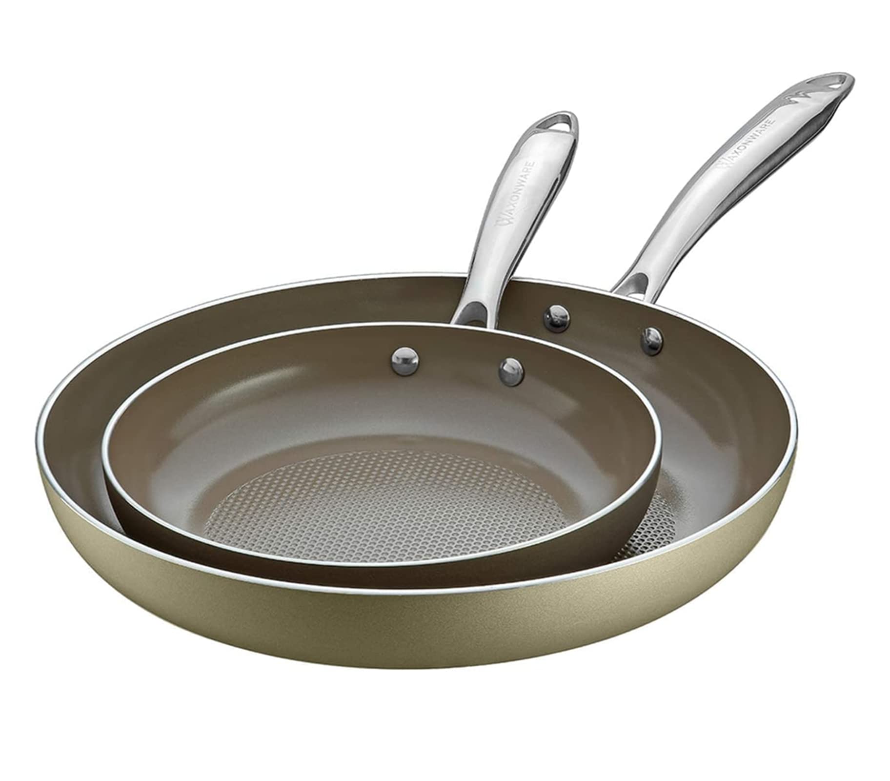 WaxonWare Hive Nonstick Healthy Ceramic, Frying Pan/Skillet Set - 8.5 in and 12 in - Induction Compatible - Oven Safe