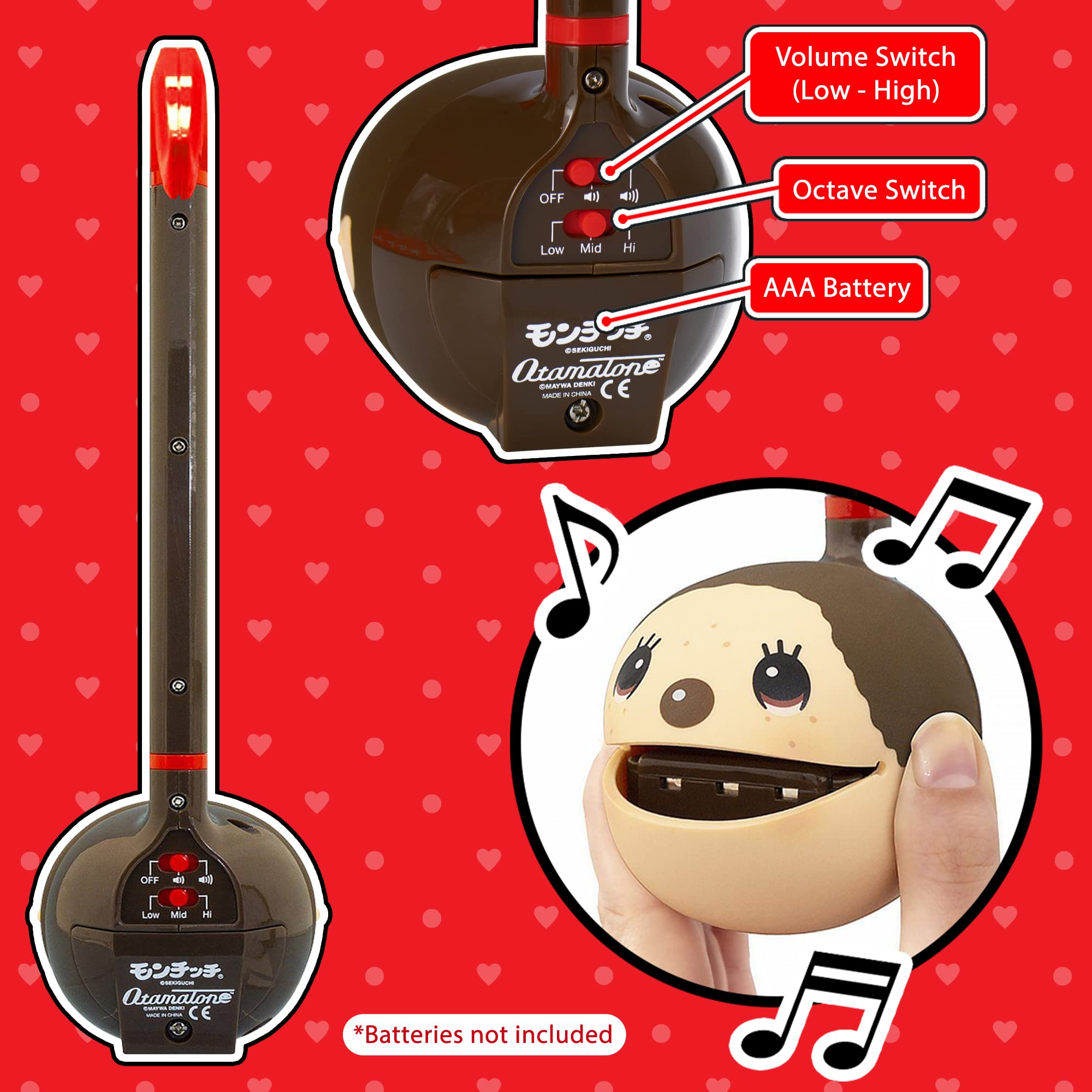 Otamatone Japanese Electronic Musical Instrument Portable Music Synthesizer from Japan by Maywa Denki Studio Award Winning, Educational Fun Gift for Children, Teens & Adults - Monchhichi