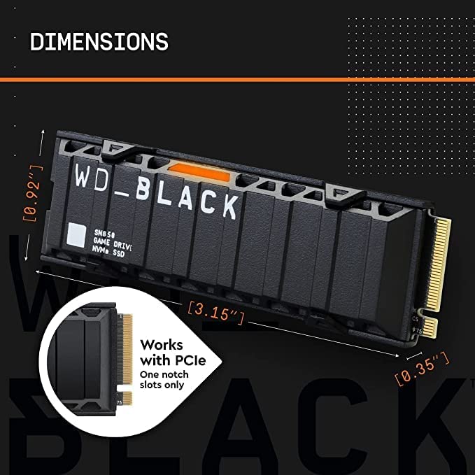 Western Digital WD Black SN850 2TB NVMe PCIe 4.0 M.2 Internal Gaming SSD with Heatsink