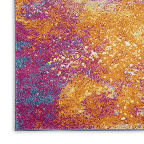 Nourison Passion Sunburst 5'3" x 7'3" Area-Rug, Modern, Abstract, Easy-Cleaning, Non Shedding, Bed Room, Living Room, Dining Room, Kitchen, (5' x 7')