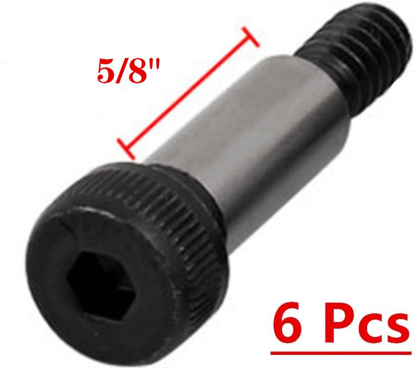 Sydien 6Pcs Alloy Steel Shoulder Bolt #10-24 UNC Thread Shoulder Dia 1/4" Shoulder Length 5/8"