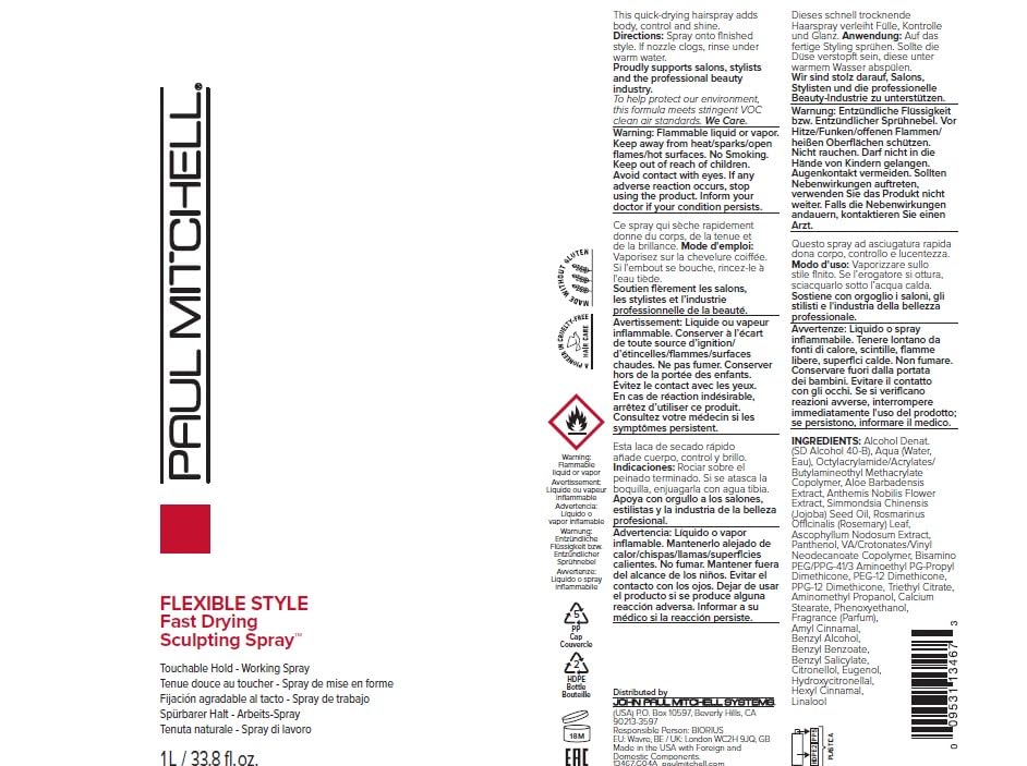 Paul Mitchell Fast Drying Sculpting Spray, Medium Hold, Touchable Finish, For All Hair Types, 33.8 Fl Oz