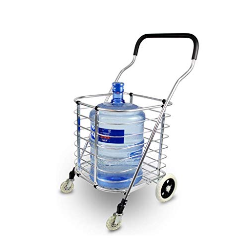 WDBBY Grocery Shopping Cart with Swivel Wheels, Foldable and Collapsible Utility Cart with Adjustable Height Handle