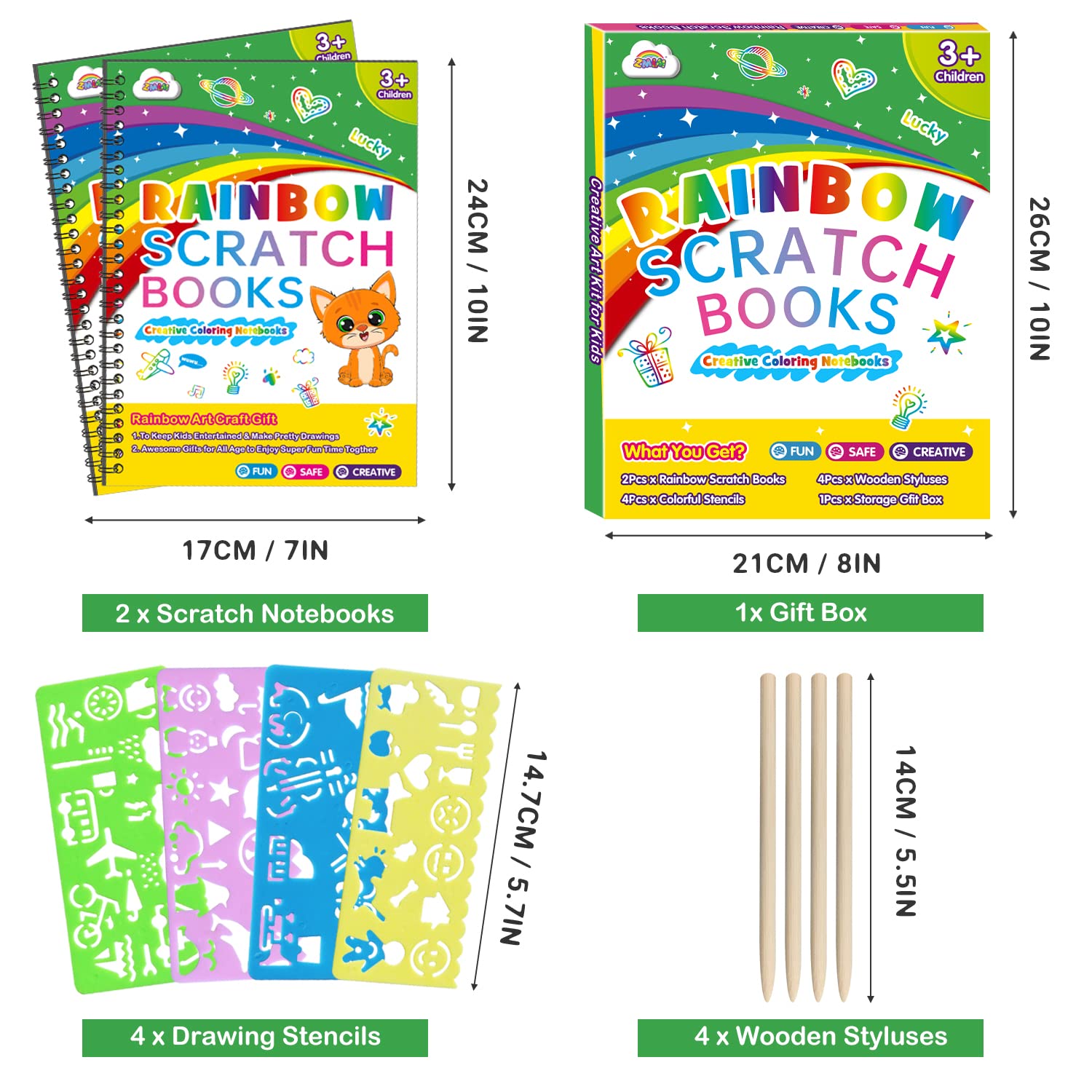 ZMLM Gift Christmas for Girl Art-Craft Kit: Rainbow Scratch Paper Magic Art Craft Project Supply Toddler Drawing Activity Kid Travel Toy Age 3-12 Year Old Birthday Gift
