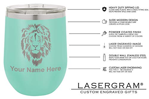 SkunkWerkz Wine Glass Tumbler, Killer Whale, Personalized Engraving Included (Teal)