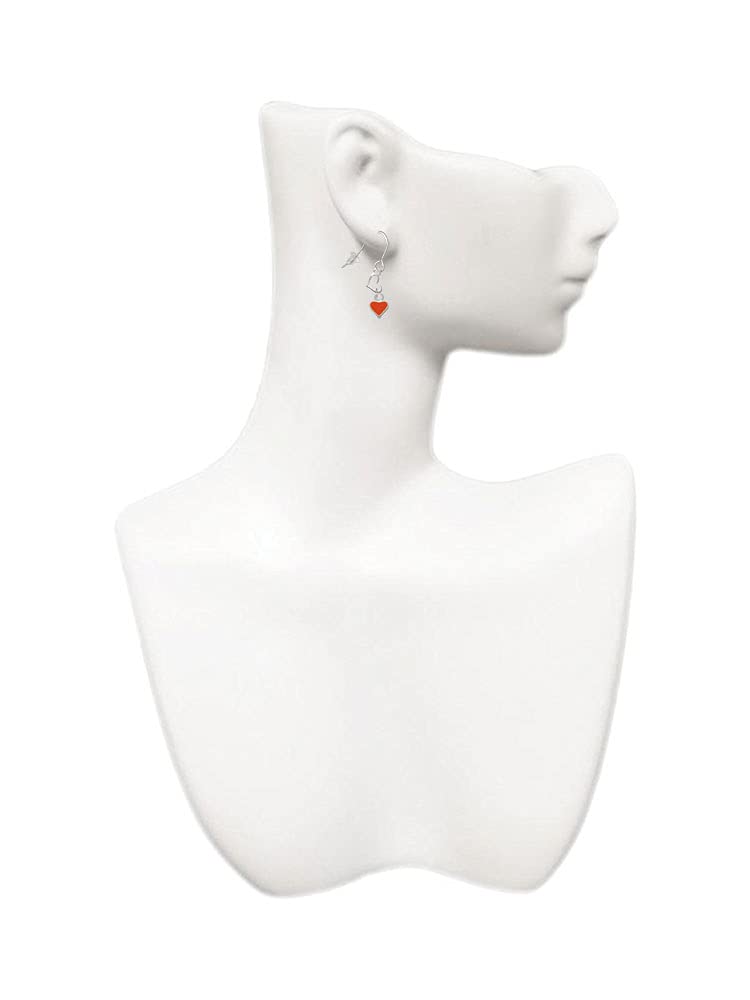 Delight Jewelry Silvertone Mini Two Sided Orange Heart Small Heart French Earrings