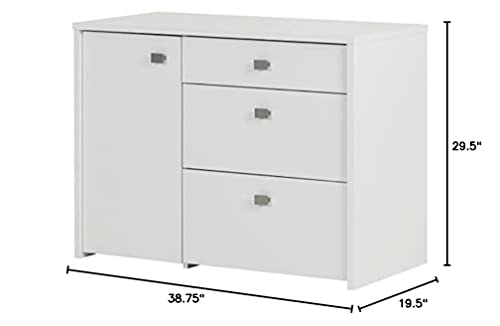 South Shore 1-Door Office Storage Unit with File Drawer, Pure White