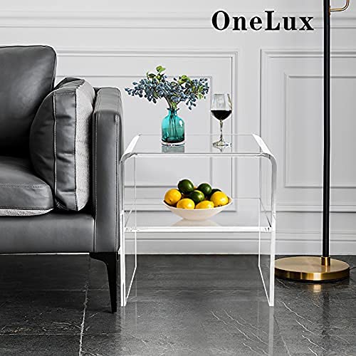 ONELUX 1626 Acrylic Bedside nightstand with Additional Shelf,Lucite Occasional Sofa Tables