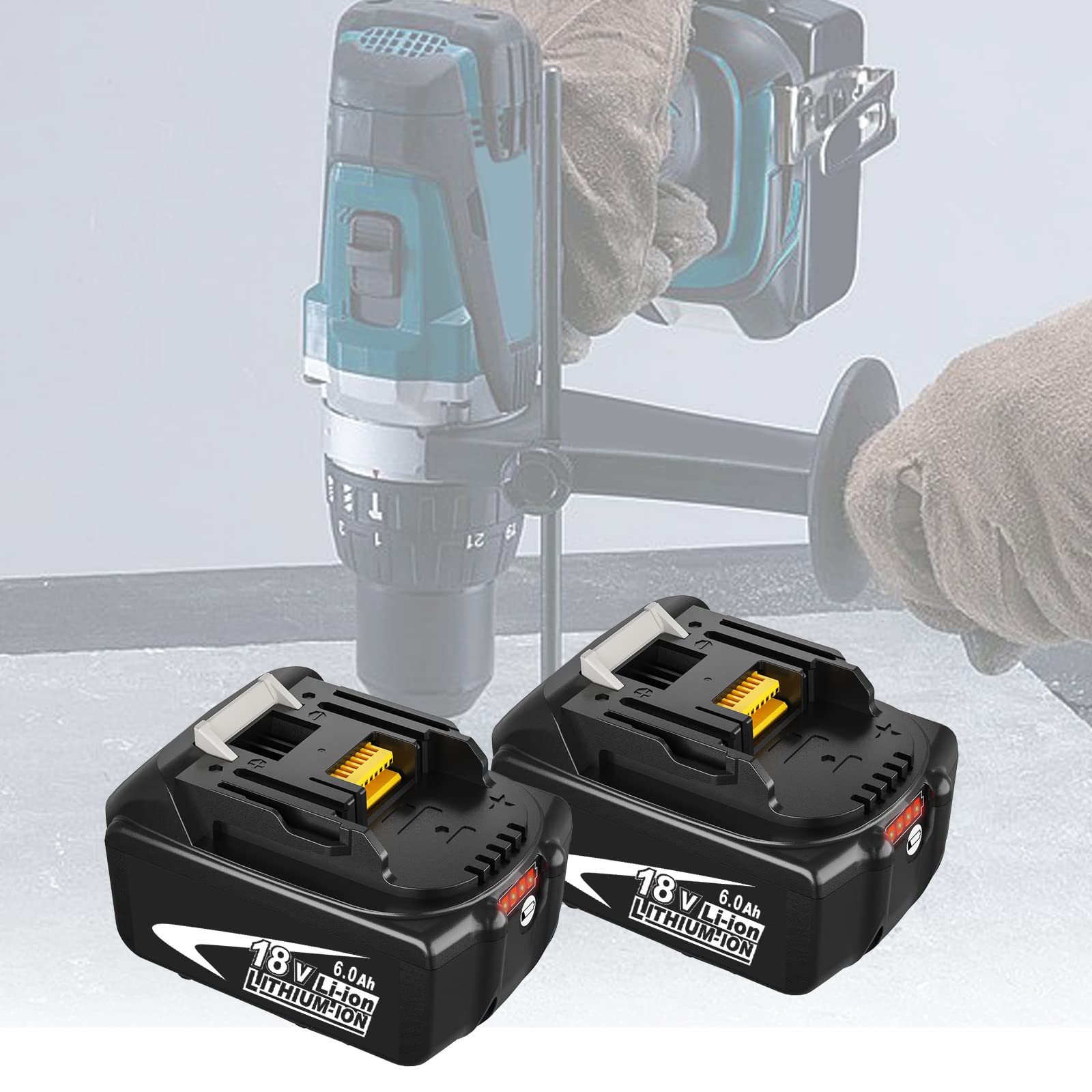 Boetpcr Upgraded to 6.0Ah BL1860B Replacement Battery Compatible with Makita 18V Battery Lithium Ion BL1860 BL1850 BL1850B BL1840 BL1840B BL1830 BL1830B BL1815 BL1815B LXT-400(Black)