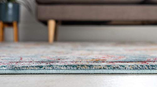 Unique Loom Baracoa Collection Area Rug - Rumba (8' 4" x 10' Rectangle, Light Blue/ Cream)