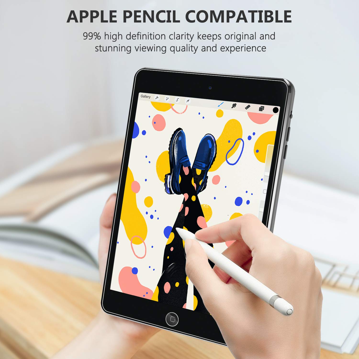 SPARIN 2 Pack Screen Protector for iPad 6th 5th Generation/iPad Air 2 9.7 inch, Tempered Glass Compatible with Apple Pencil